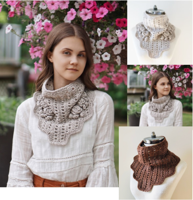 Rose Cowl Scarf Crochet Pattern – Valerie Baber Designs